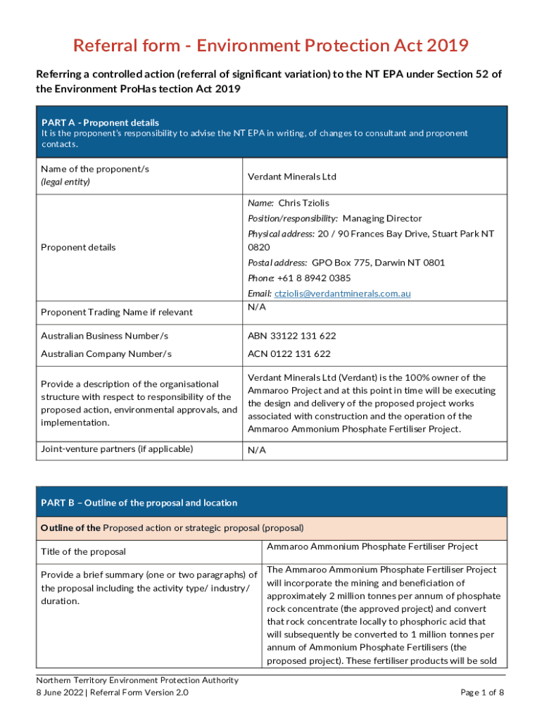 Fillable Online ntepa nt gov Referral form - Referral for Significant ...