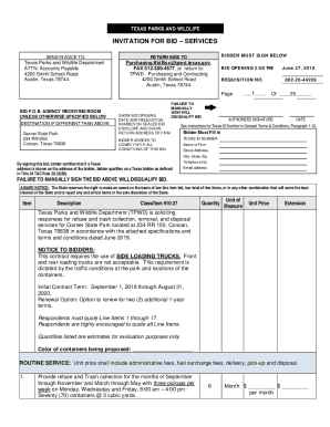 Fillable Online TPWD Bid Opportunities - Services Fax Email Print ...