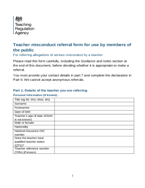 Teacher misconduct: referral Doc Template | pdfFiller