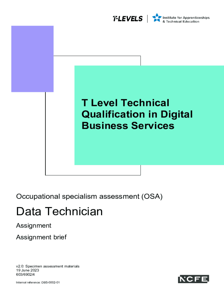 Fillable Online Data Technician. T Level Technical Qualification in ...