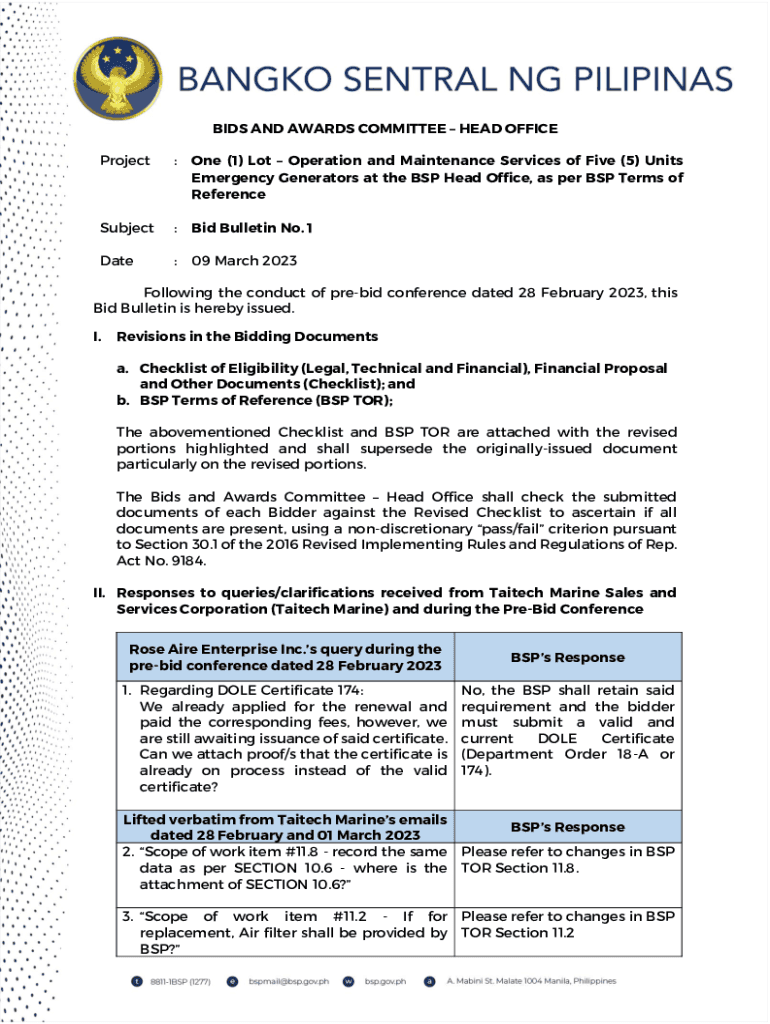 Fillable Online ONE (1) LOTOPERATION AND MAINTENANCE ... Fax Email ...