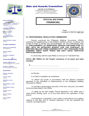 Fillable Online including the Supplemental or Bid Bulletin Numbers ...