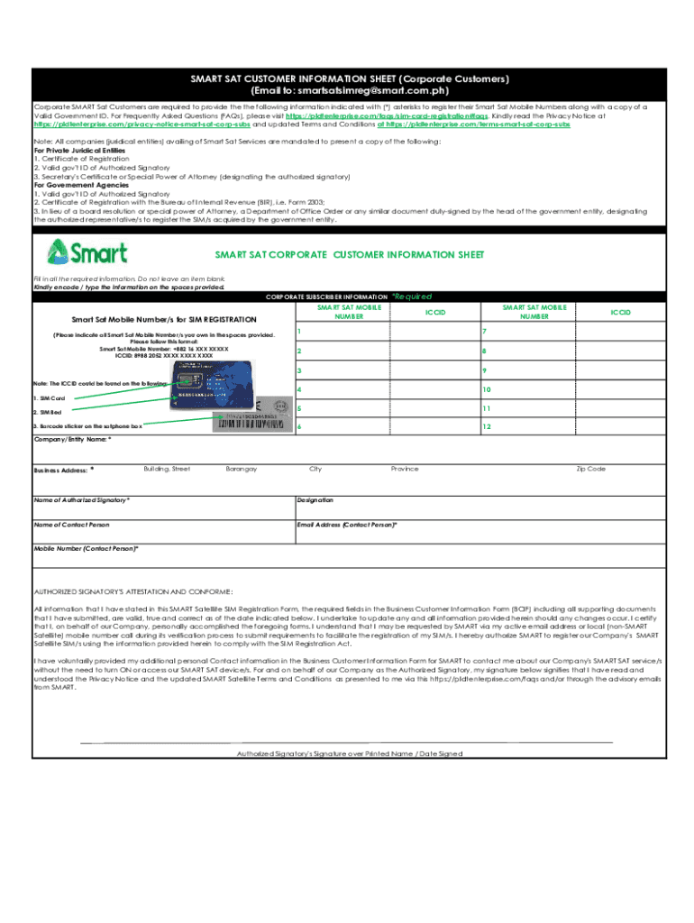 Fillable Online SMART SAT INFO SHEET FORMSFinal.xlsx Fax Email Print ...