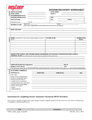 interim recovery worksheet Doc Template Doc Template | pdfFiller