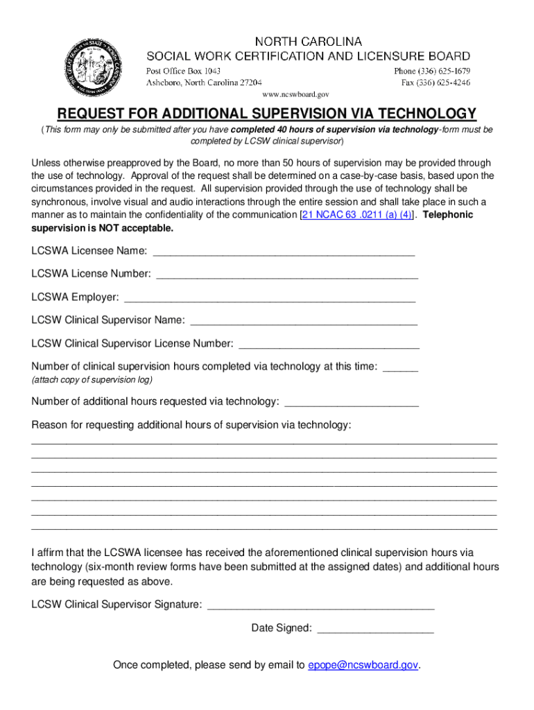 Fillable Online Supervision through the Use of Technology Fax Email ...