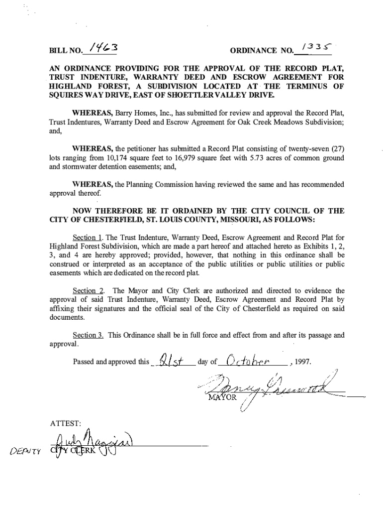 Fillable Online Plat, Trust Indenture, Warranty Deed and ... Fax Email ...