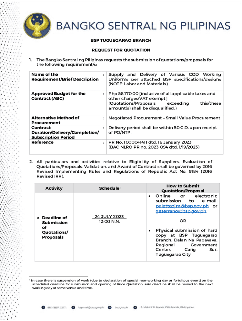 Fillable Online Supply and Delivery of Various COD Working Fax Email Print - pdfFiller