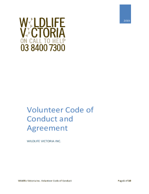 Fillable Online Volunteer Code of Conduct and Agreement. WILDLIFE ...