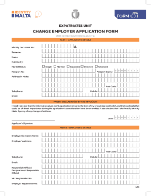 Fillable Online CHANGE EMPLOYER APPLICATION FORM FORM C3.1 Fax Email ...