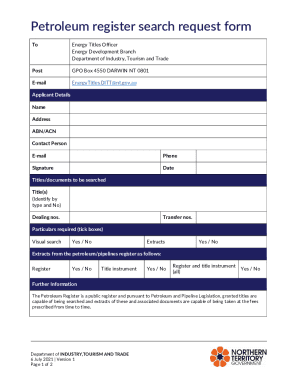 Fillable Online nt gov Petroleum register search request form Fax Email ...