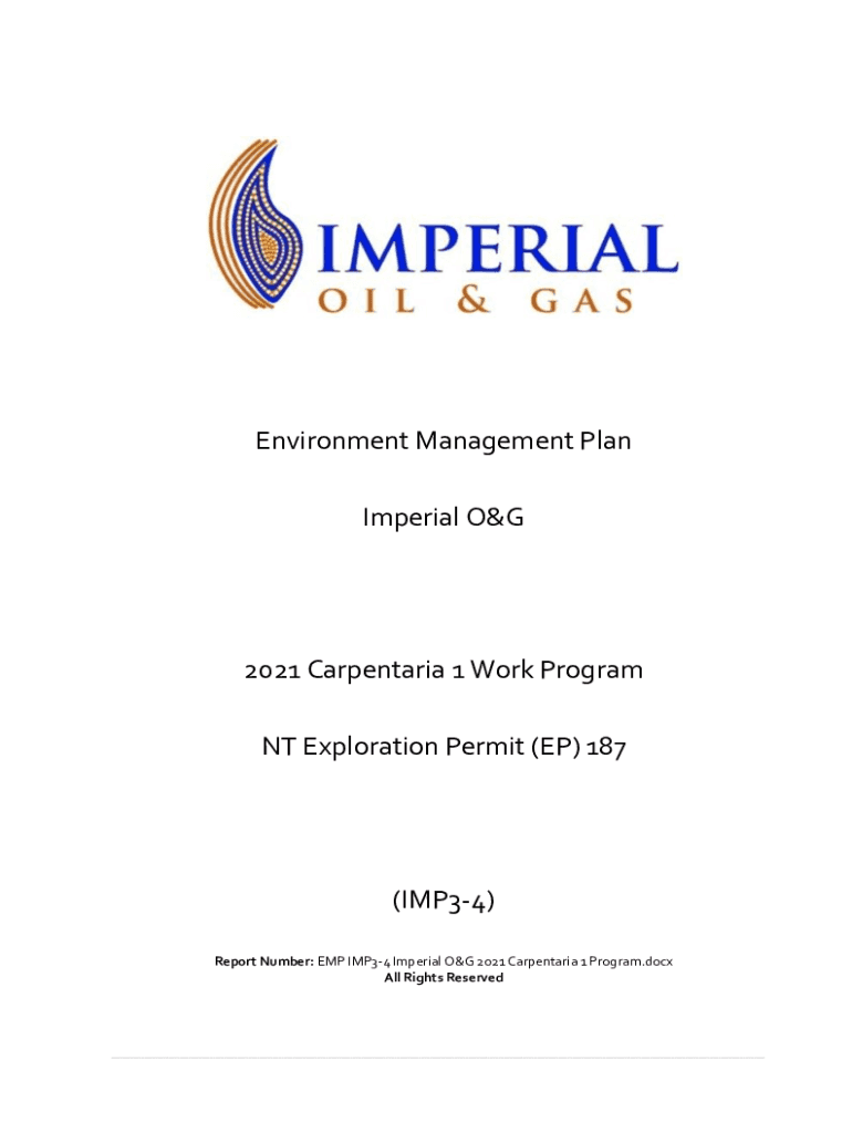 Fillable Online Environment Management Plan - Imperial Oil and Gas Fax ...