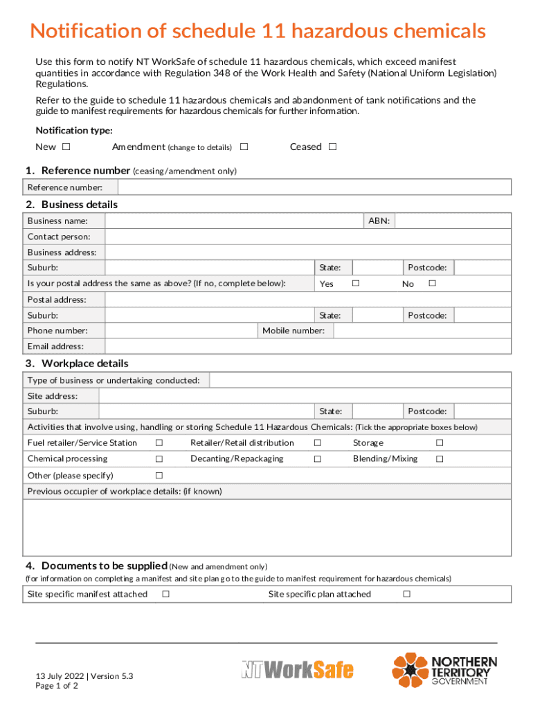 Fillable Online Placard and manifest requirements under the Work Health ...