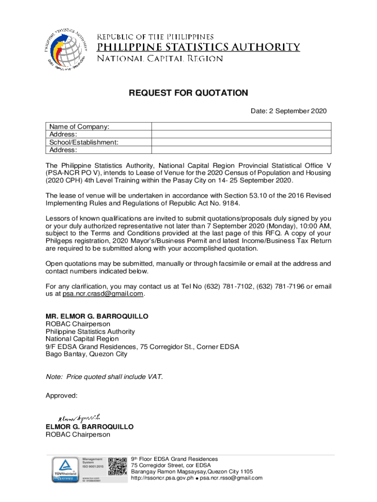 Fillable Online (PSA-NCR PO V), intends to Lease of Venue for the 2020 ...