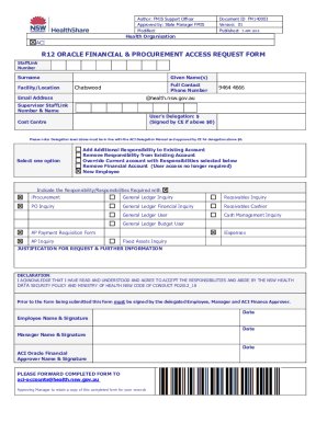 Fillable Online R12 Oracle Financial & Procurement Access Request Form ...