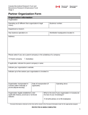 CBRF-BRIF Stage 2 Partner Organization . Doc Template | pdfFiller