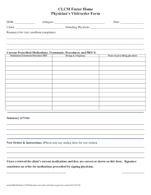 Fillable Online CLCM Foster Home Physician's Visit/order Form Fax Email ...