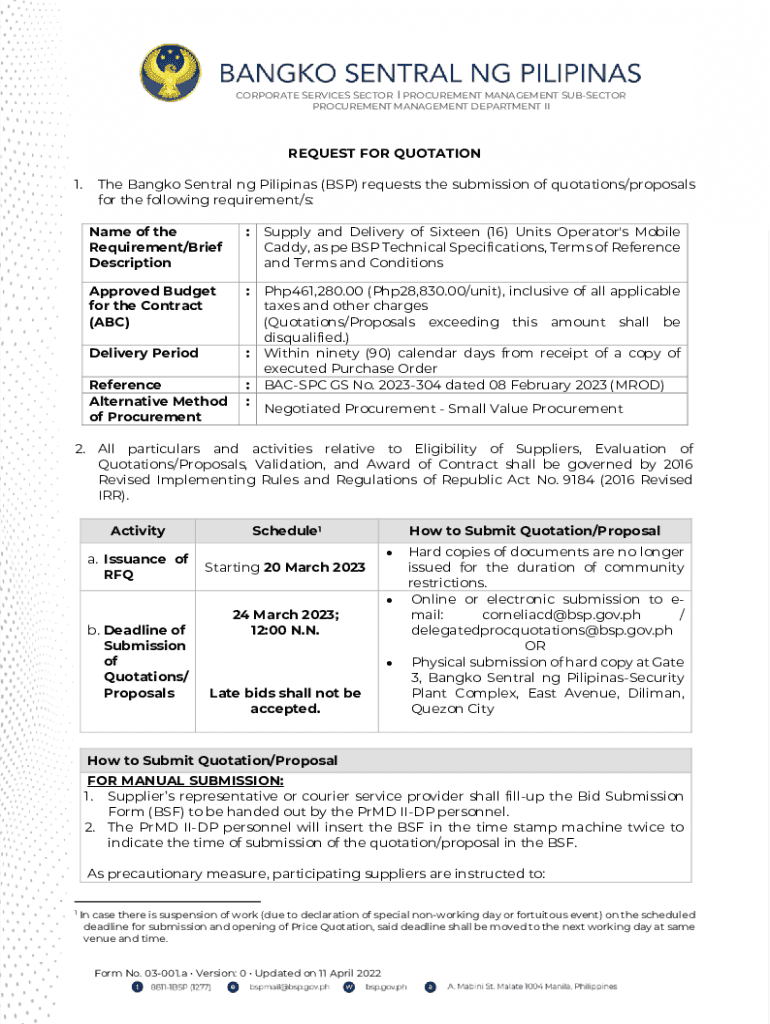 Fillable Online Caddy, as pe BSP Technical Specifications, Terms of Reference Fax Email Print ...