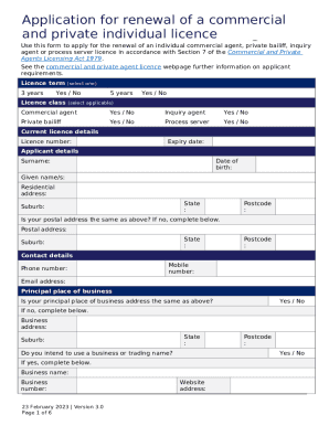 Application for renewal of a commercial and private individual licence - nt gov Doc Template ...