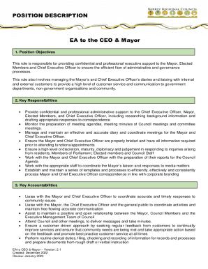 Fillable Online Chief Executive Officer (CEO) job description template ...