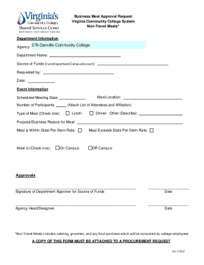 Fillable Online Business Meal Approval Request Form ( ... Fax Email ...