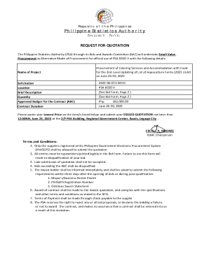 Fillable Online I Philippine Statistics authority REQUEST FOR QUOTATION RFQ ... Fax Email Print ...
