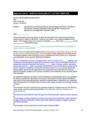Fillable Online 600-G, Service Availability Letter Template Fax Email ...