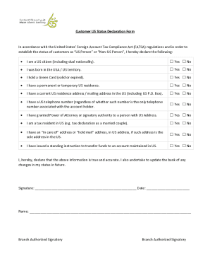 Fillable Online Entity Customer US Status Declaration Form Fax Email Print - pdfFiller