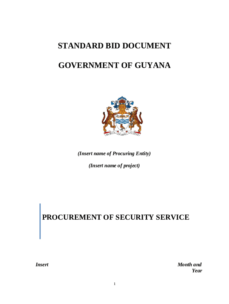 Standard Bidding Documents for Security Services Doc Template | pdfFiller