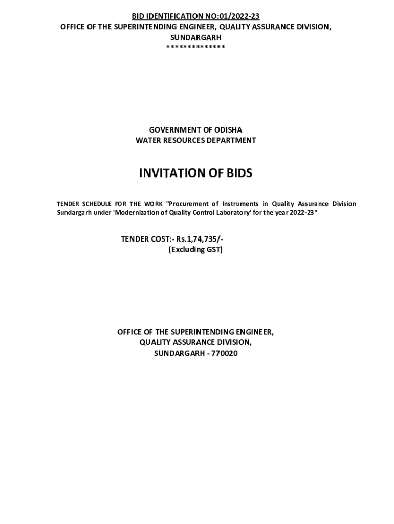 Fillable Online INVITATION OF BIDS Fax Email Print - pdfFiller