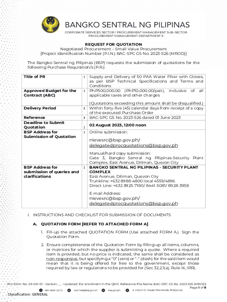 Fillable Online Procurement of Goods, Services and Construction Fax ...