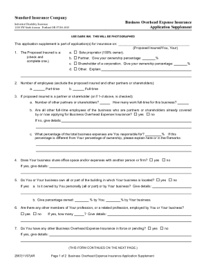 Fillable Online Business Overhead Expense Insurance Application ... Fax ...