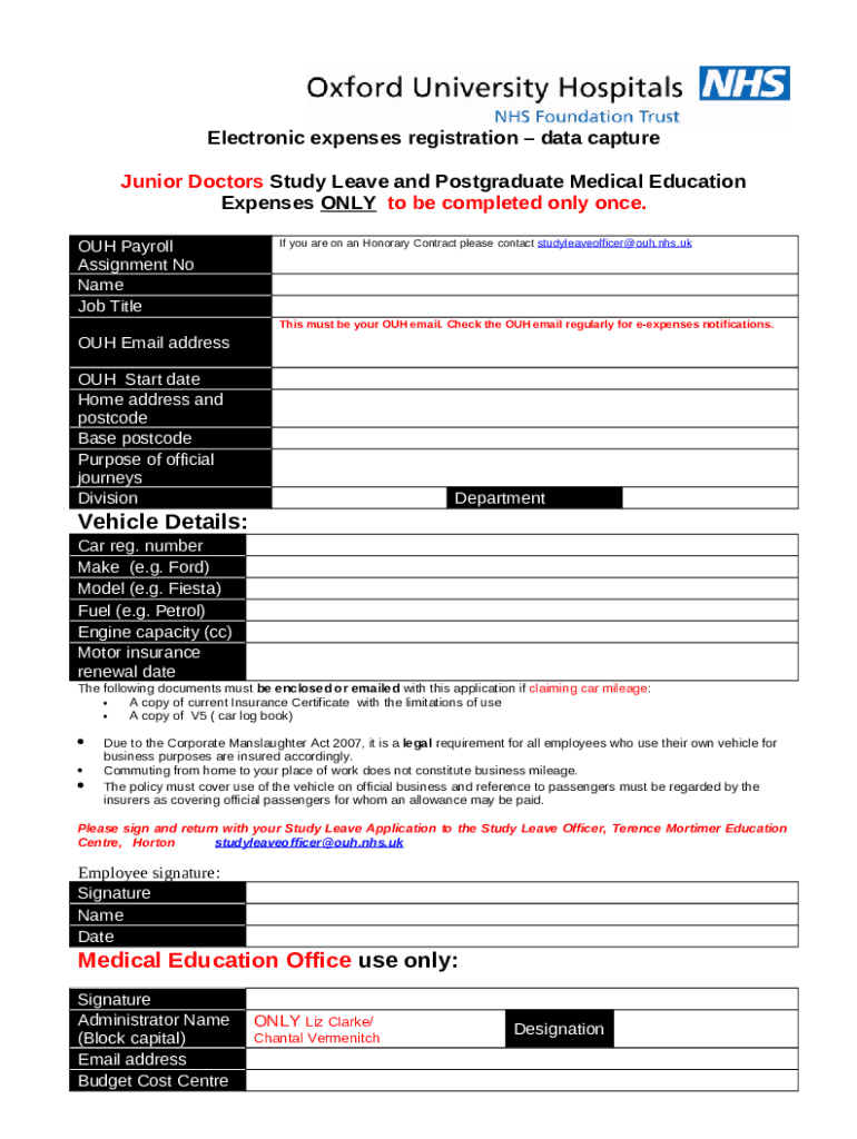 E-expenses Data Capture - OUH Doc Template | pdfFiller