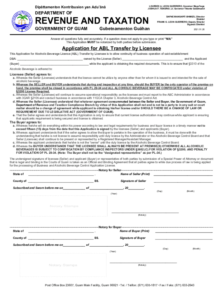 Fillable Online Application for ABL Transfer by Licensee Fax Email Print - pdfFiller