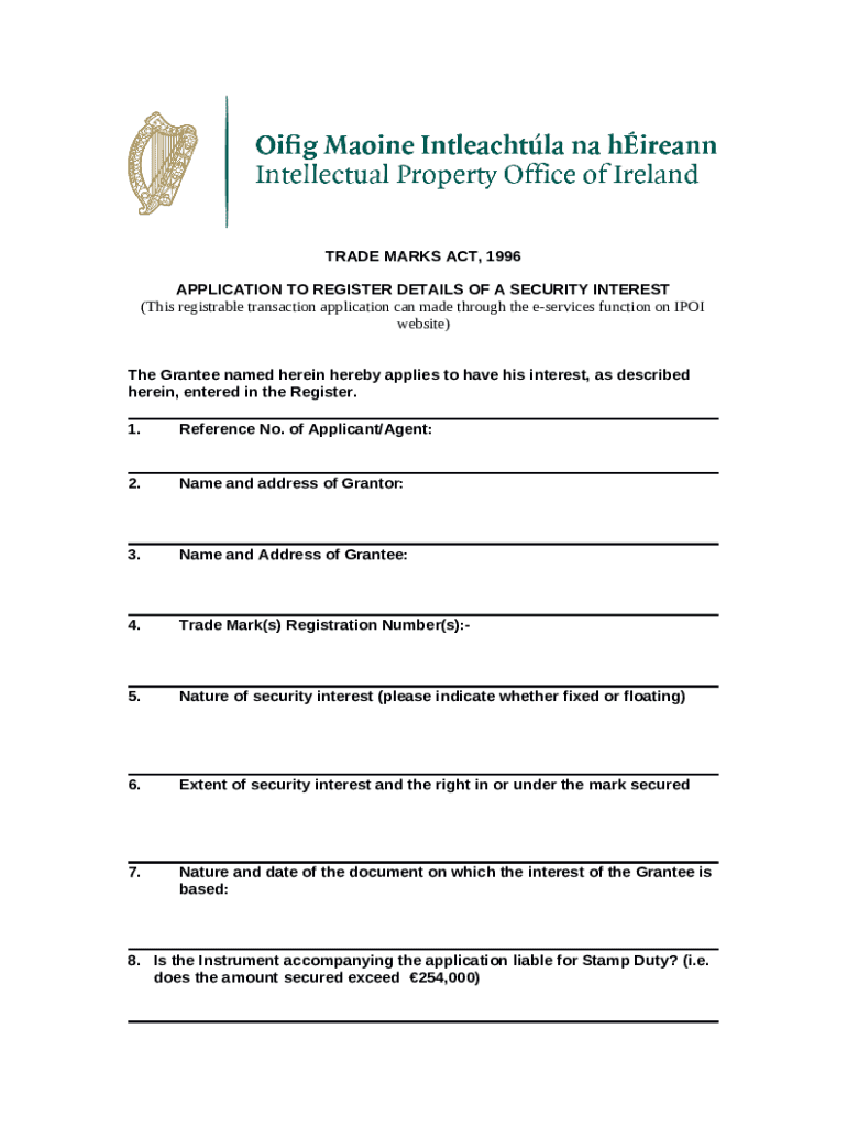 Trade Mark s Doc Template | pdfFiller
