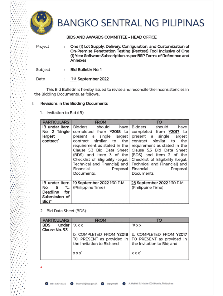 Fillable Online revised as per bid bulletin no. 1 Fax Email Print - pdfFiller