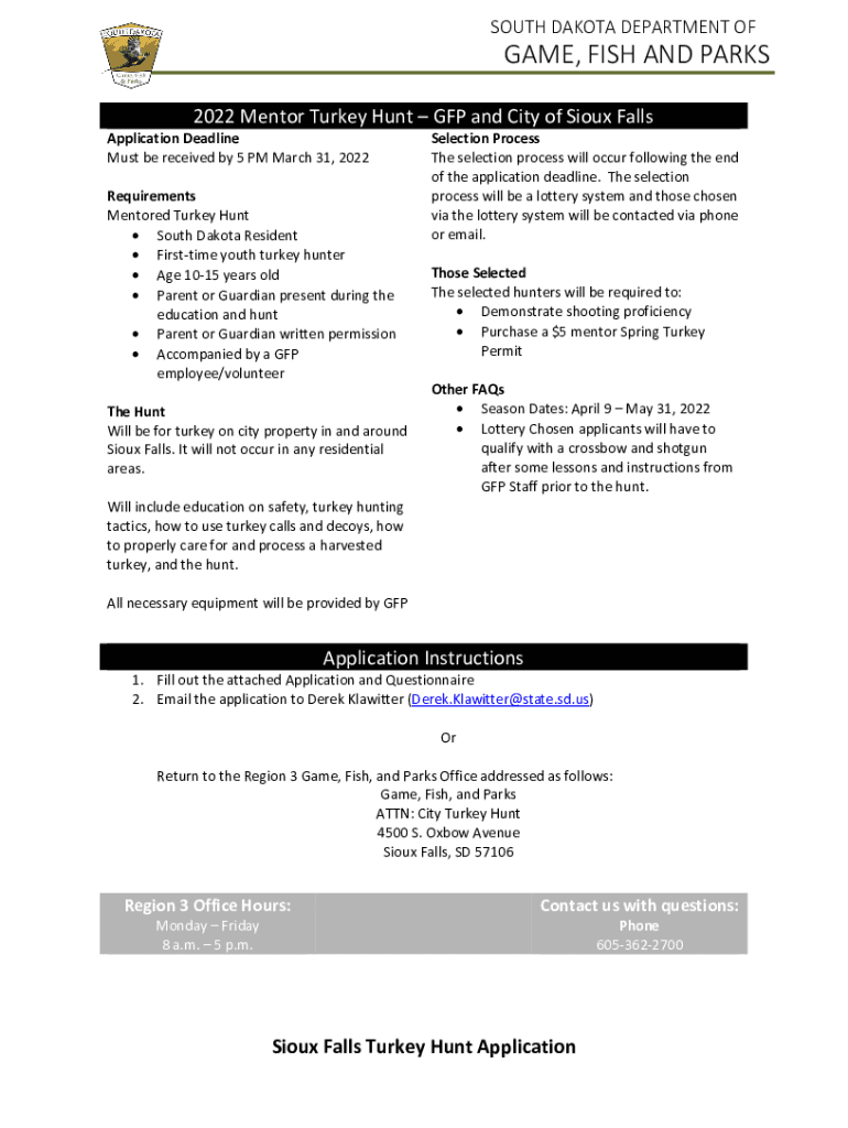 Fillable Online gfp sd Want to shoot a turkey in city limits? New partnership will ... Fax Email ...