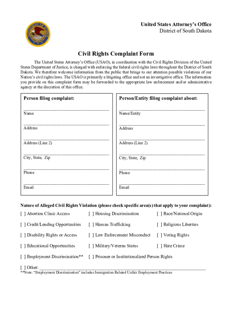 Fillable Online File a Discrimination Complaint - Department of Social ...