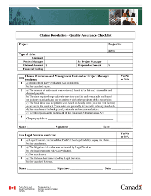 Claims Resolution - Quality Assurance Checklist Doc Template | pdfFiller