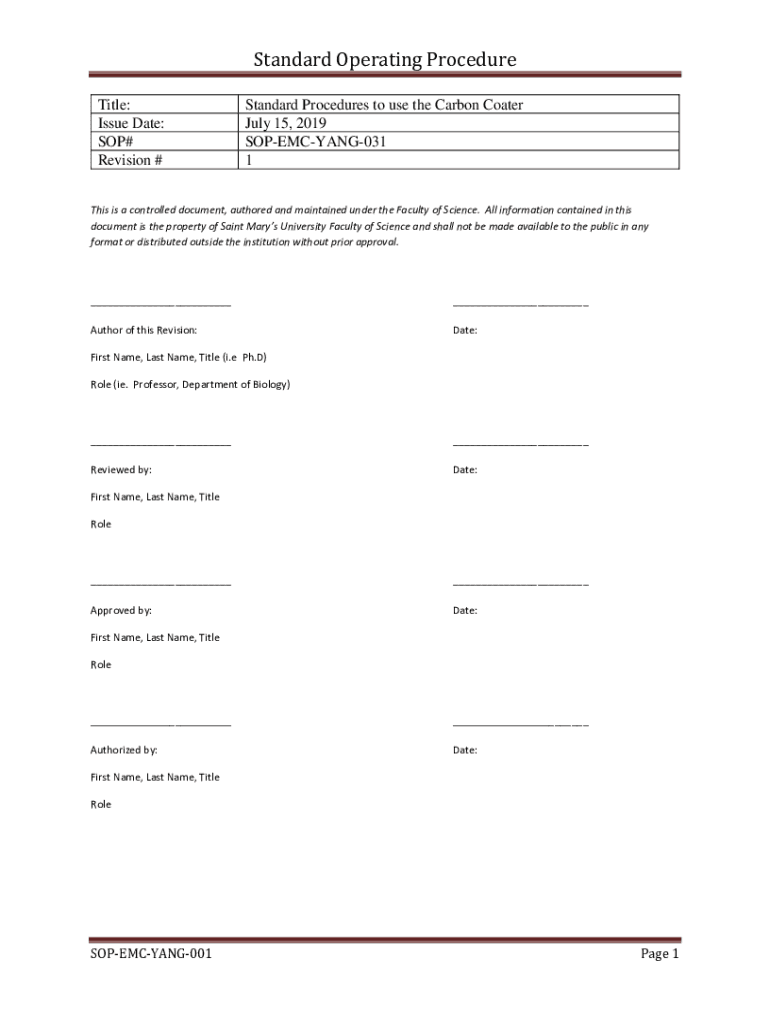 Fillable Online How to Write Standard Operating Procedure (SOP) Fax ...
