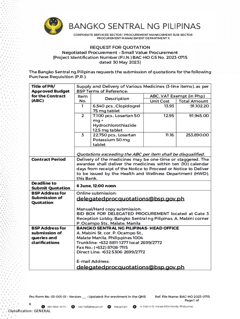 Fillable Online Submit Quotation Fax Email Print - pdfFiller