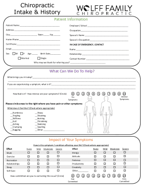 Fillable Online Chiropractic Intake Form & TemplateFree PDF Download ...