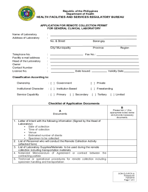 Application For Remote Collection Permit For General Clinical ...