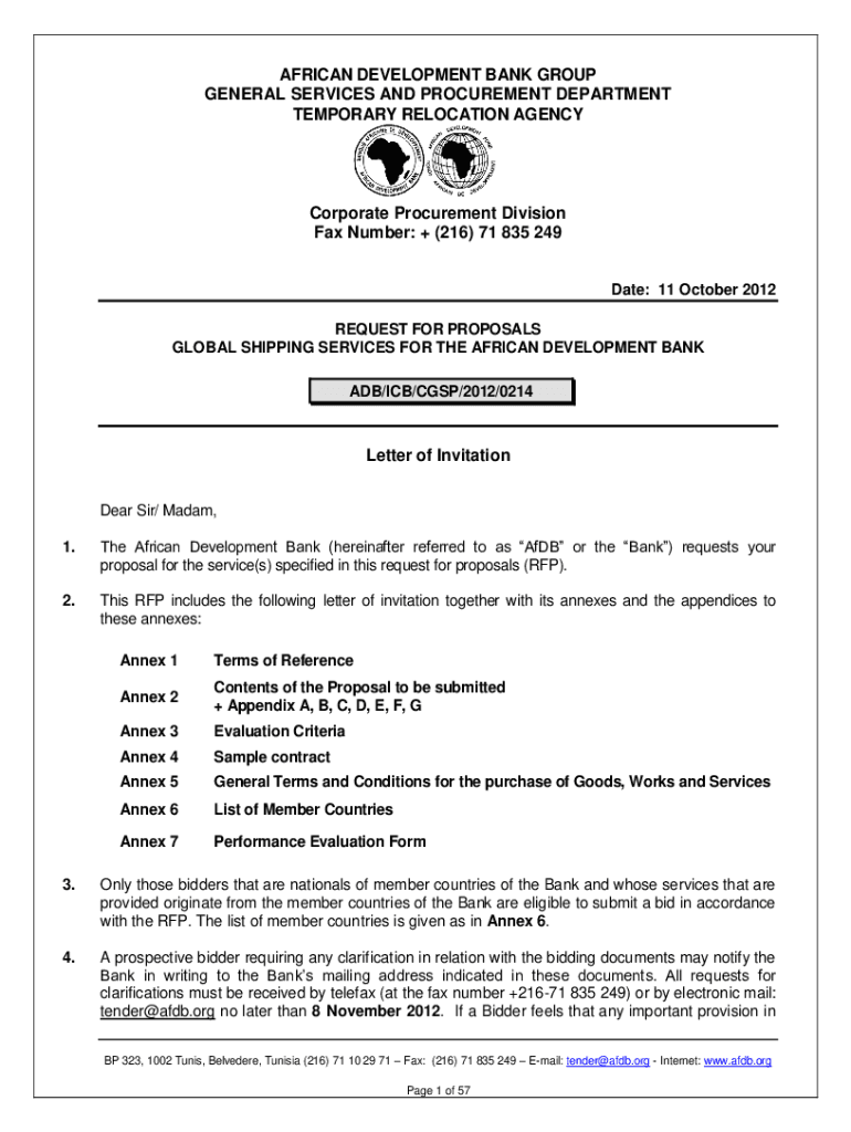 Fillable Online IFB - Letter of Invitation - Global Shipping Services ...