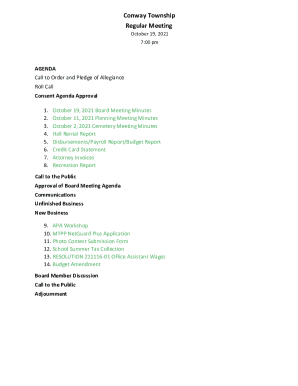 Fillable Online Consent Agenda Approval Fax Email Print - pdfFiller