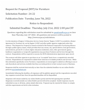 Fillable Online Request for Proposal (RFP) for Furniture Solicitation ...