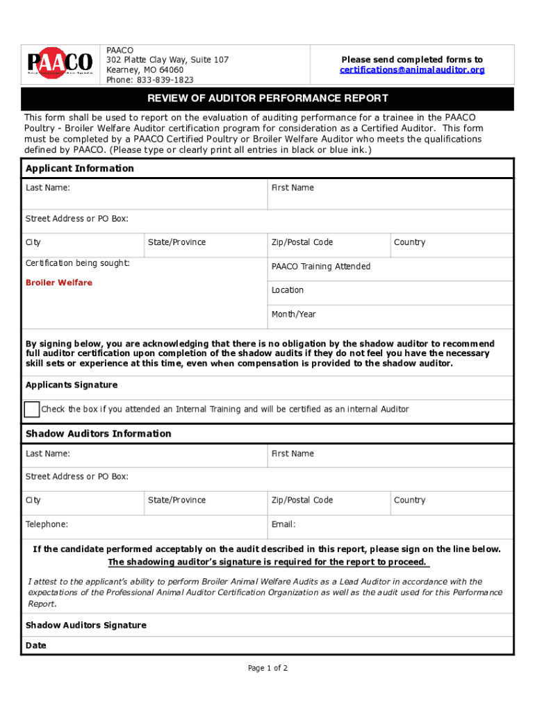 Fillable Online PAACO certifies two new animal welfare audits Fax Email ...