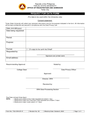 Fillable Online TSU MIS SF 11 Request For Data Form Fax Email Print ...