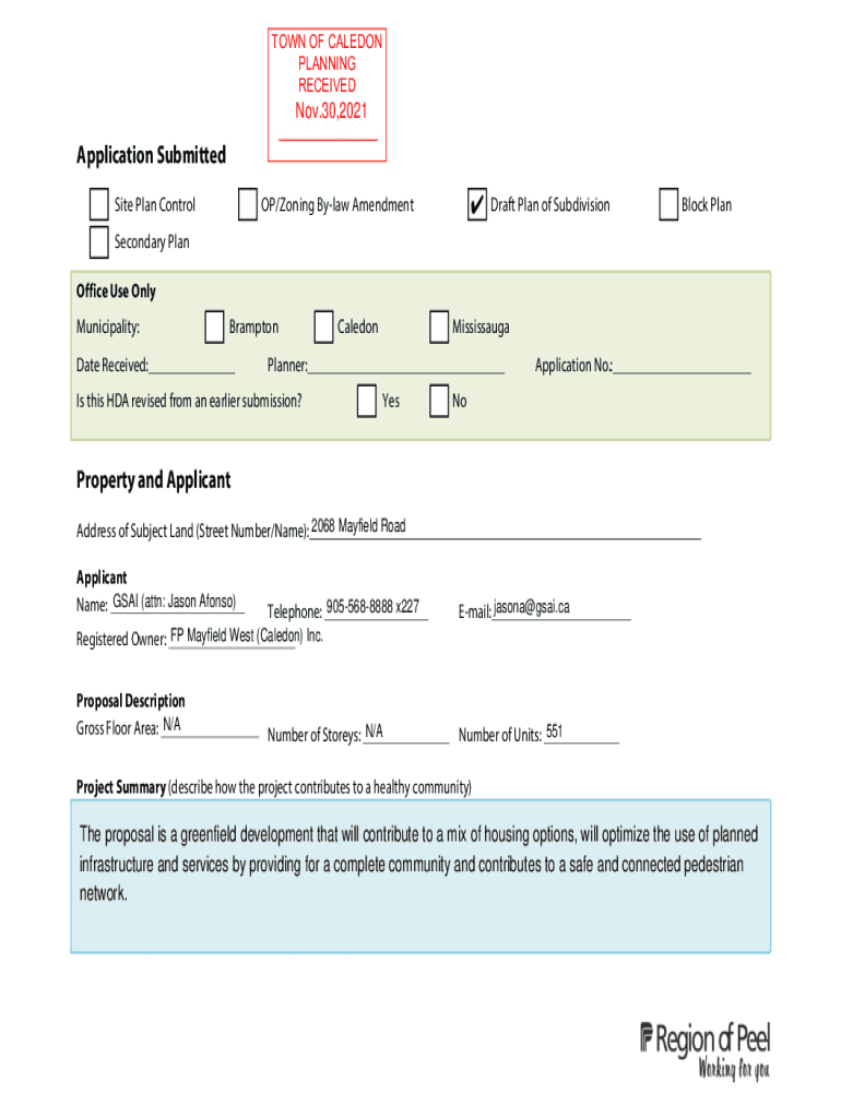 Fillable Online Site Plan Applications - Town of Caledon Fax Email ...
