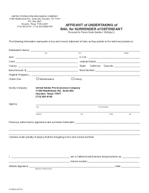 Fillable Online AFFIDAVIT of UNDERTAKING of BAIL for SURRENDER of ... Fax Email Print - pdfFiller