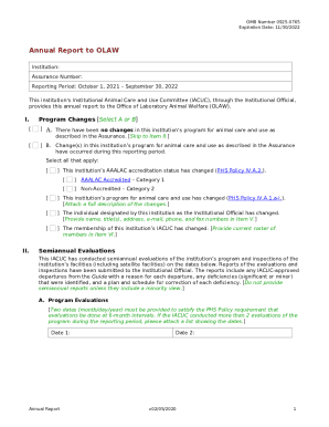 Office of the Institutional Animal Care and Use Committee Doc Template | pdfFiller